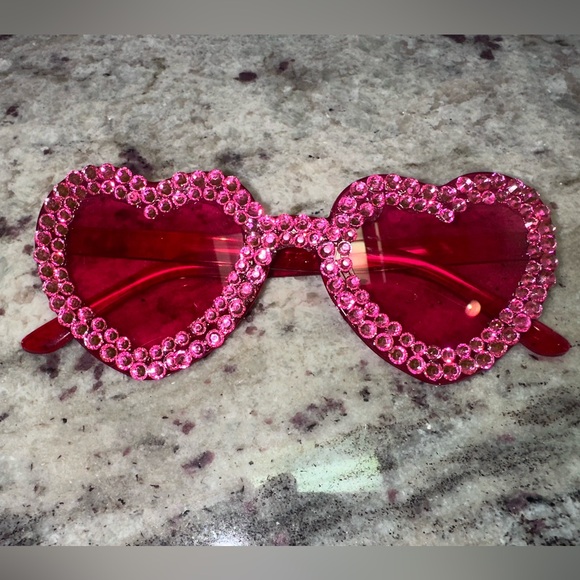 Accessories | Heartshaped Pink Rhinestone Sunglasses Sunnies Crystal ...